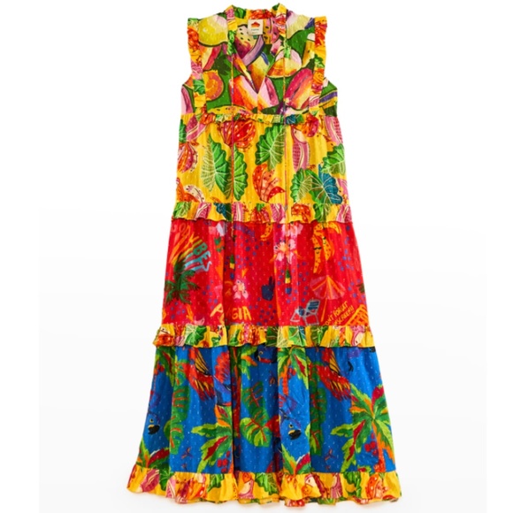 FARM Rio | Dresses | Nwt 24 Farm Rio Mixed Prints Tiered Tropical Print ...